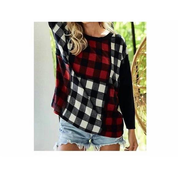 BiBi | Sweaters | New Bibi Cassidy Plaid Color Block Sweater In Black ...